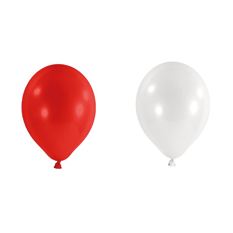 50 Luftballons Rot & Weiß 25cm – feuerwerkland-shop.de